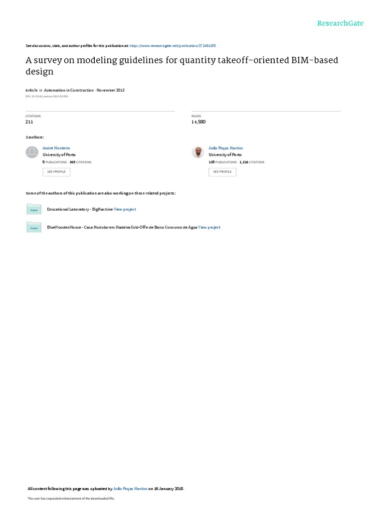 A Survey On Modeling Guidelines For Quantity Takeoff-Oriented BIM-based ...