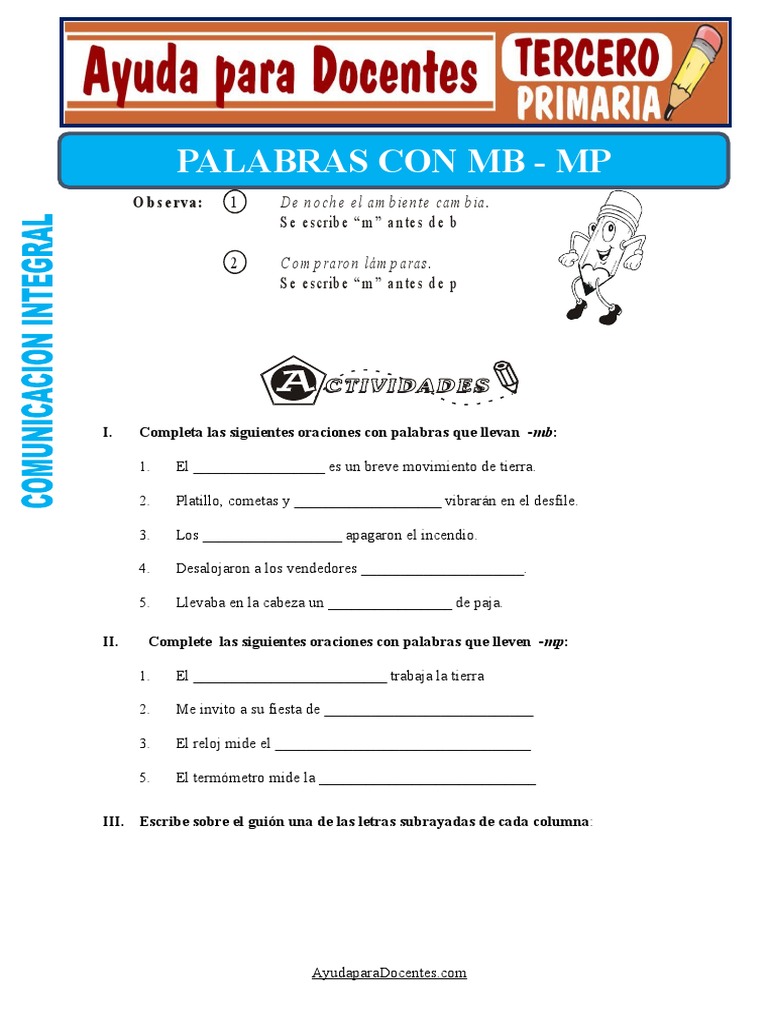 Palabras Con MB y MP para Tercero de Primaria | PDF | Ciencias sociales