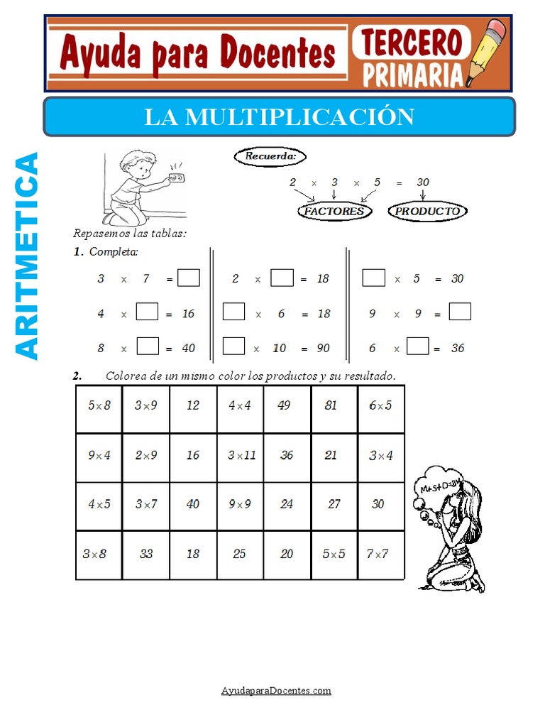 La Multiplicacion para Tercero de Primaria | PDF | Multiplicación ...