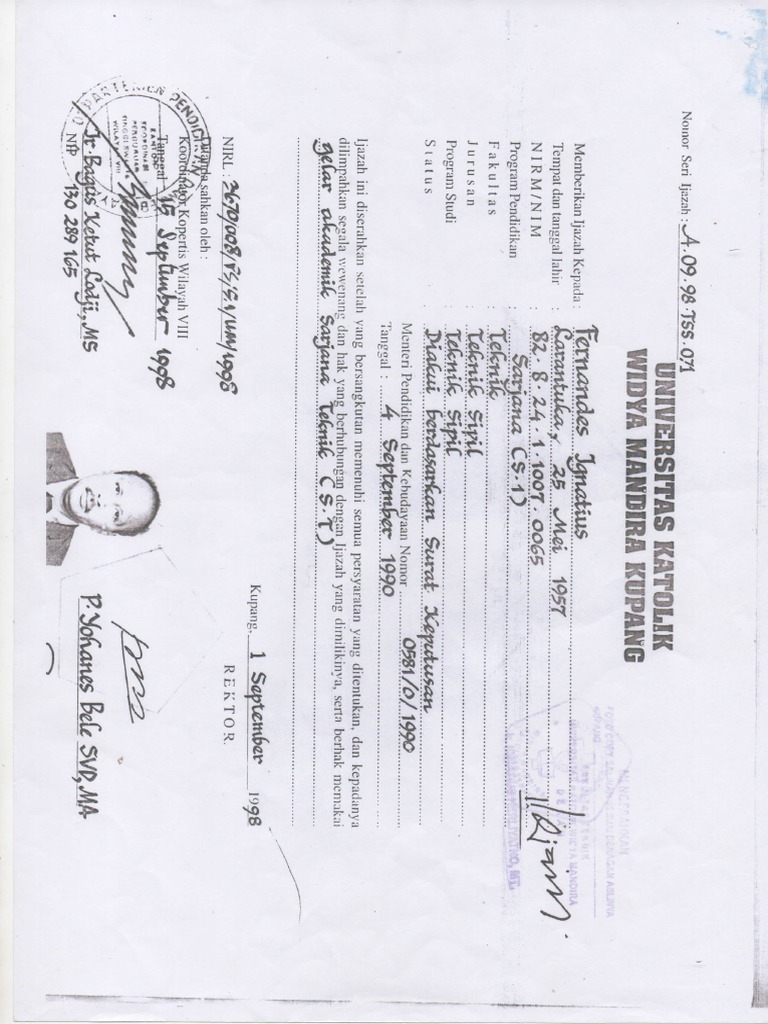 Ijazah Ska Ahli K3 Kontruksi KTP NPW Ignatius | PDF