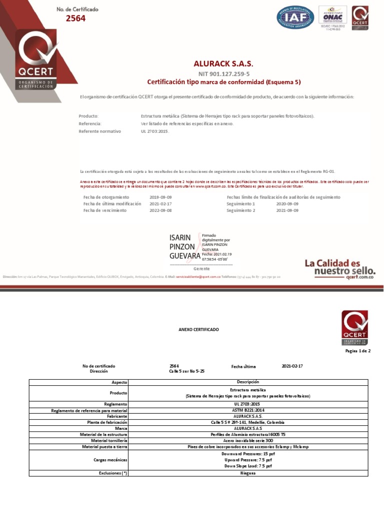 Certificado Estructuras | PDF
