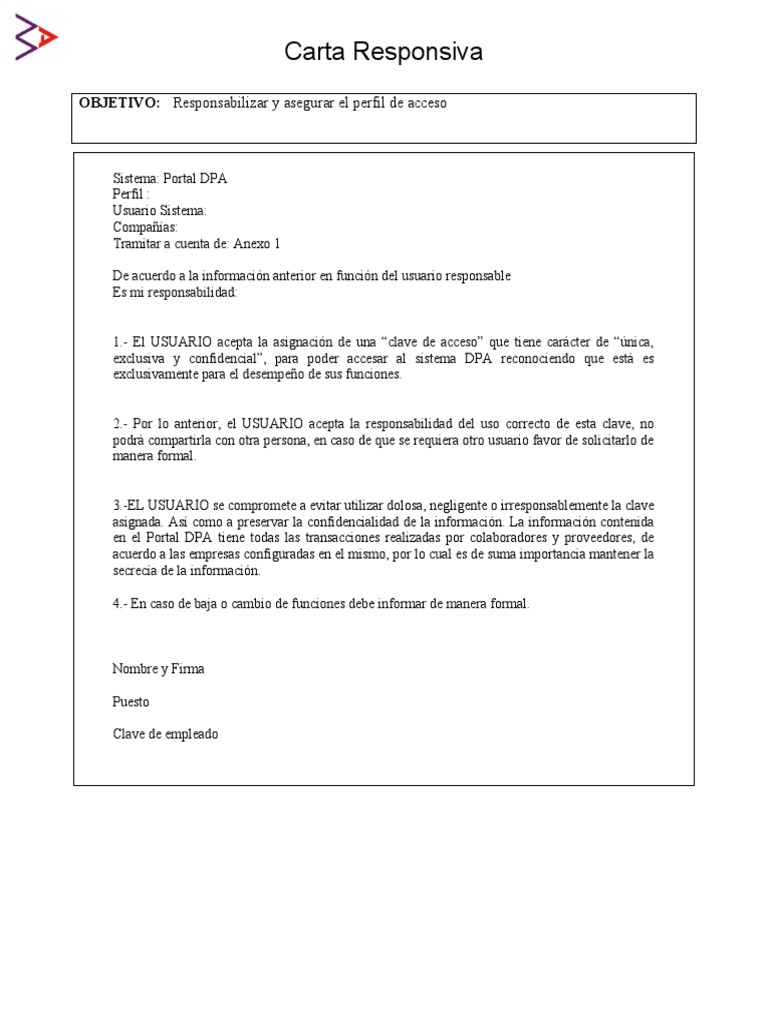 Formato de Carta Responsiva Usuarios Final Con Anexo | PDF