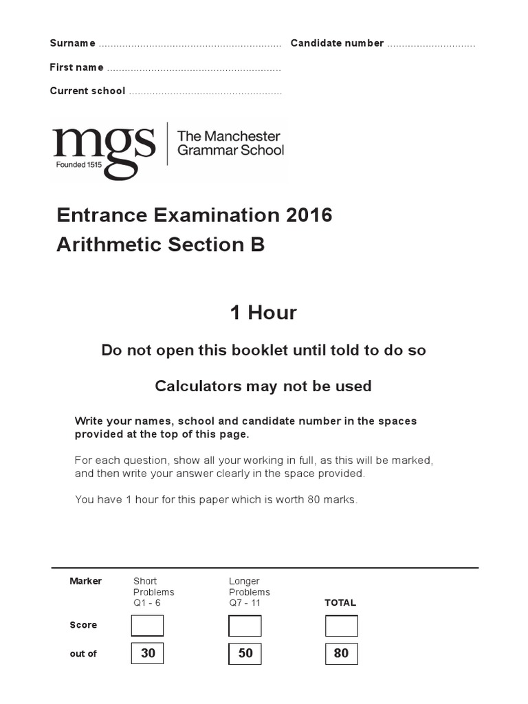 MG Arithmetic Section B 2016 | PDF | Speed | Quantity