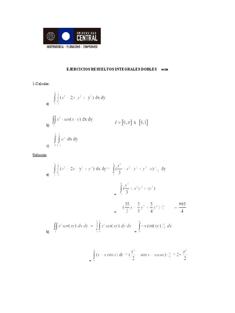 Ejercicios Resueltos Integrales Dobles | PDF