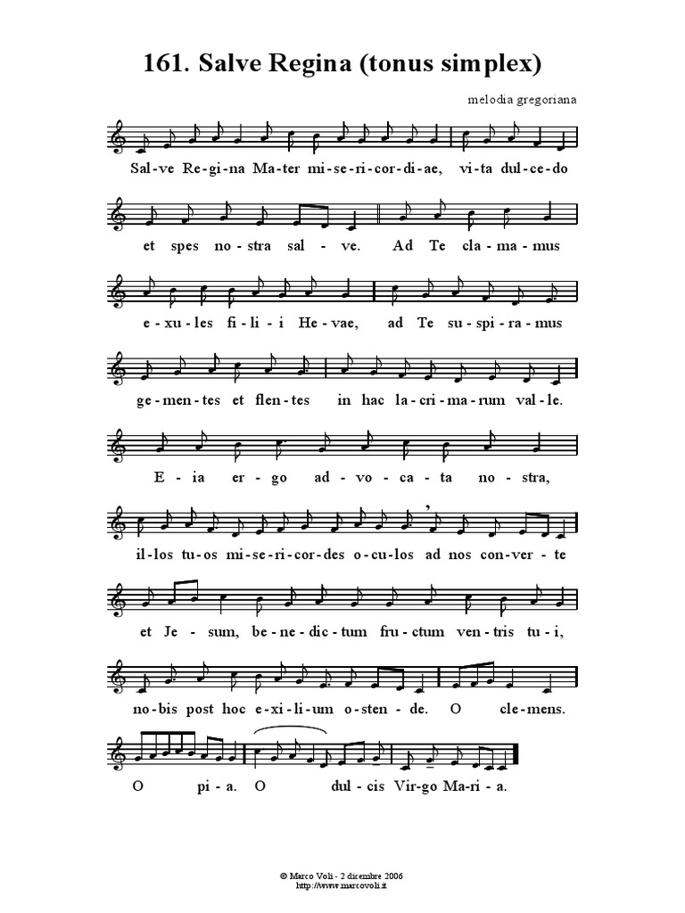 Salve Regina Gregoriano Simplex | PDF
