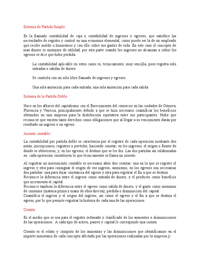 Contabilidad: Partida Simple y Doble | PDF | Contabilidad | Economias