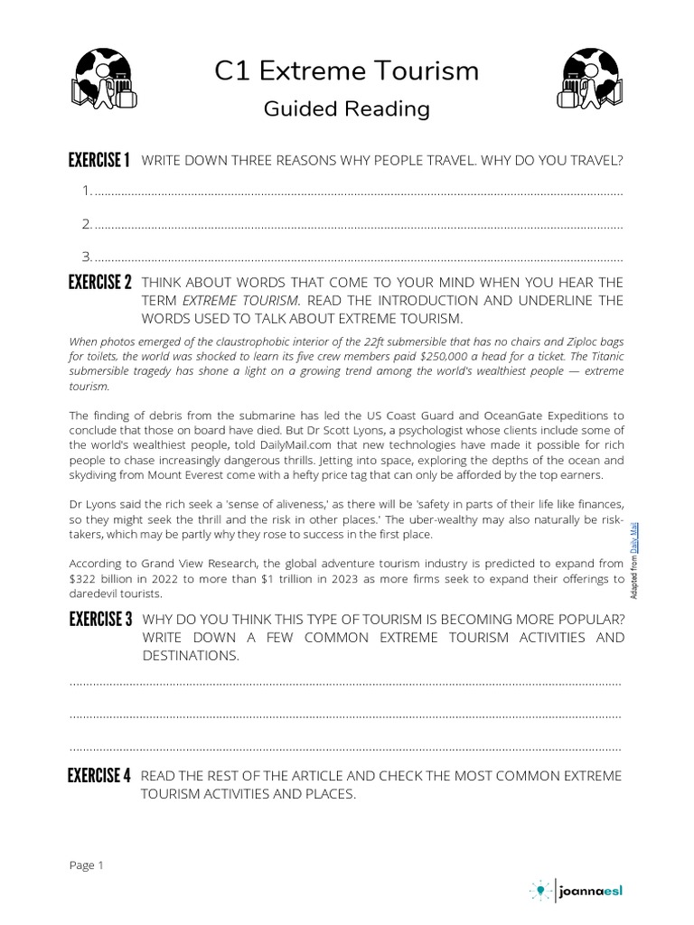 Extreme-tourism-lesson-1-4 | PDF | Tourism