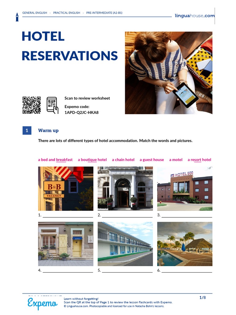 Hotel Reservation Worksheet Guide | PDF | Hotel | Motel