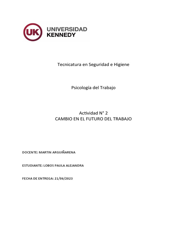 Portada Psicología Del Trabajo (Actividades) | PDF