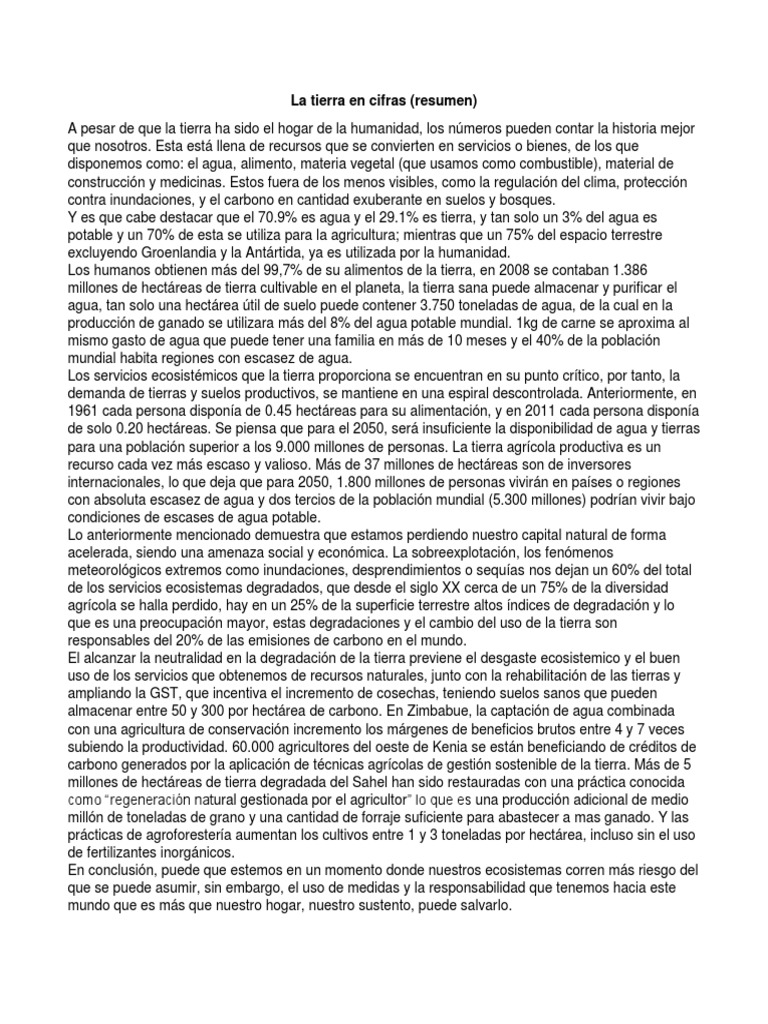 La Tierra en Cifras | PDF | Agua | Tierra