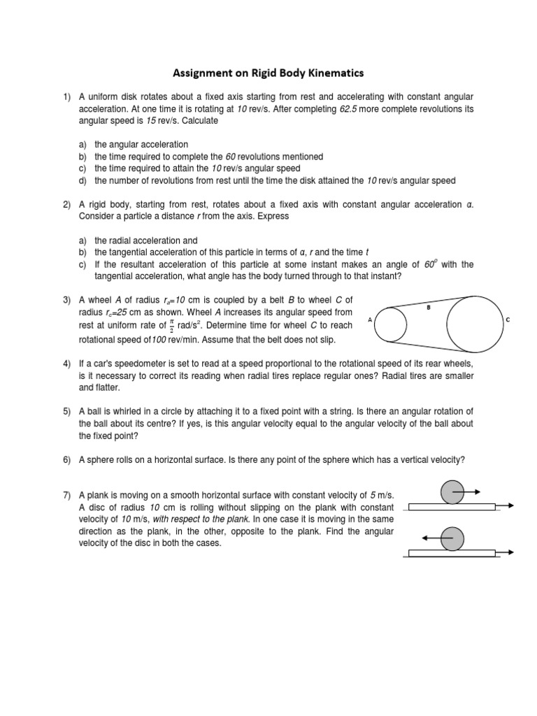 Assignment on Rigid Body Kinematics | PDF | Rotation Around A Fixed ...