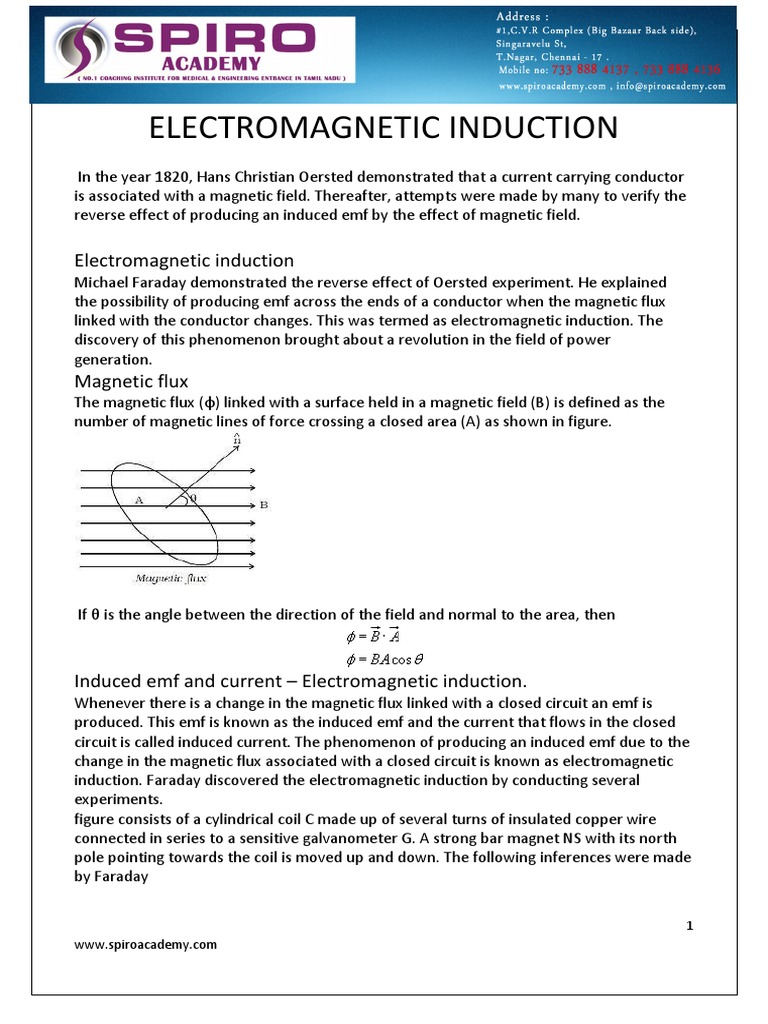 Electromagnetic Induction Explained | PDF | Electromagnetic Induction ...