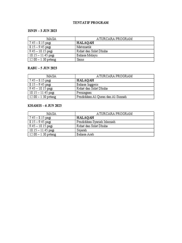 Jadual Kem | PDF | Kajian Bahasa Asing
