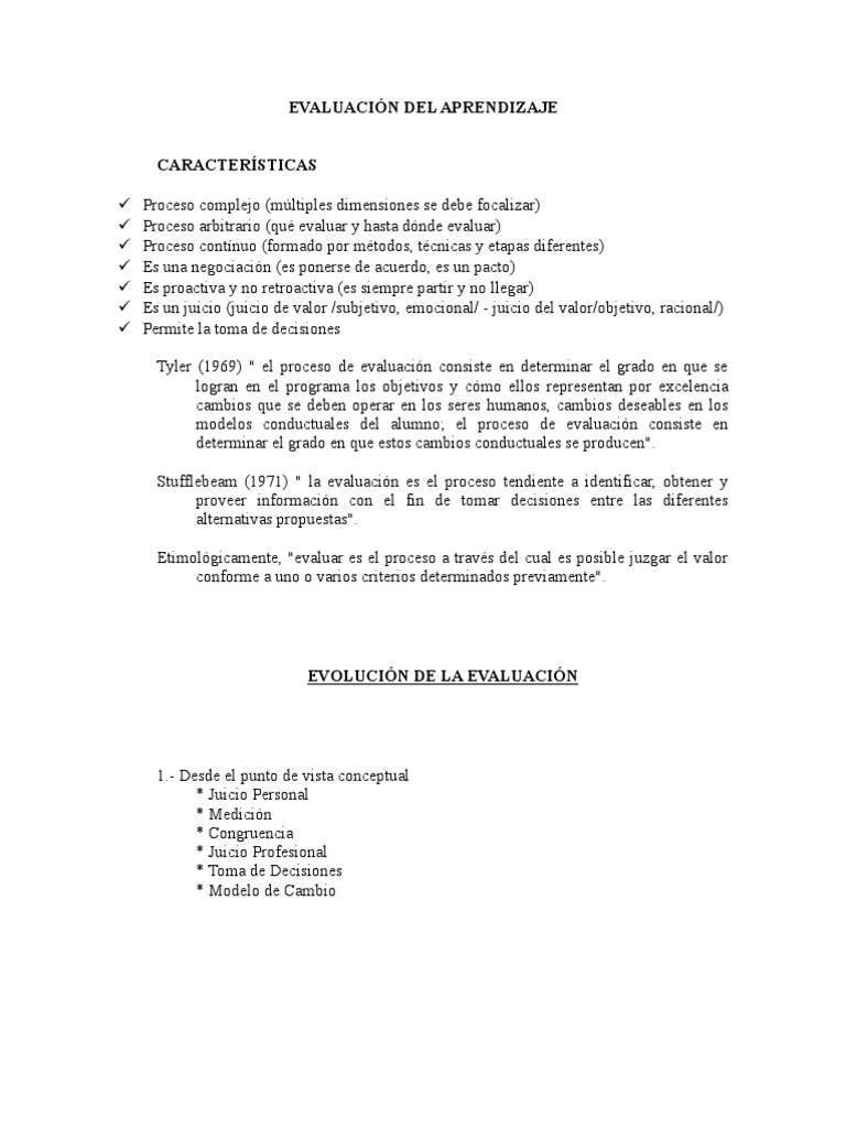 EvaluaciÓn Del Aprendizaje | PDF | Evaluación | Aprendizaje