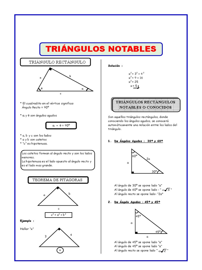 Problemas de Triangulos Notables para Tercero de Secundaria | PDF | Triángulo | Geometría Elemental
