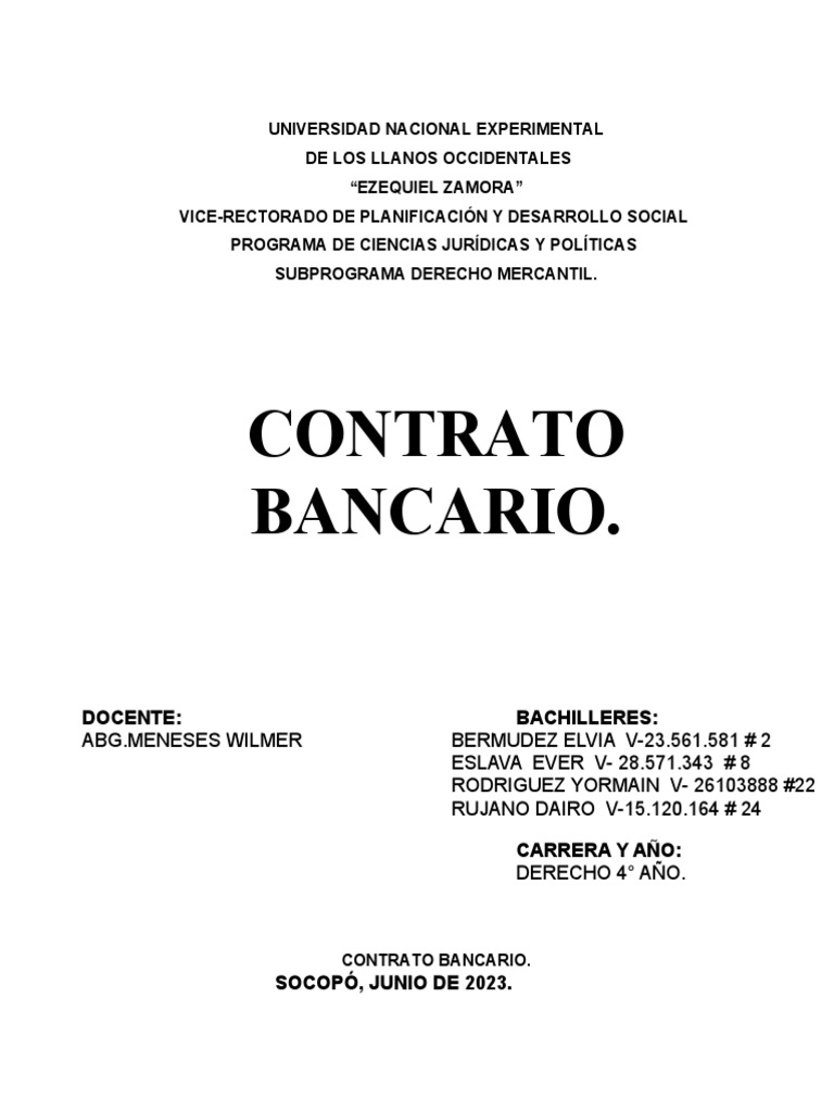 Contrato Bancario | PDF | Bancos | Pagos