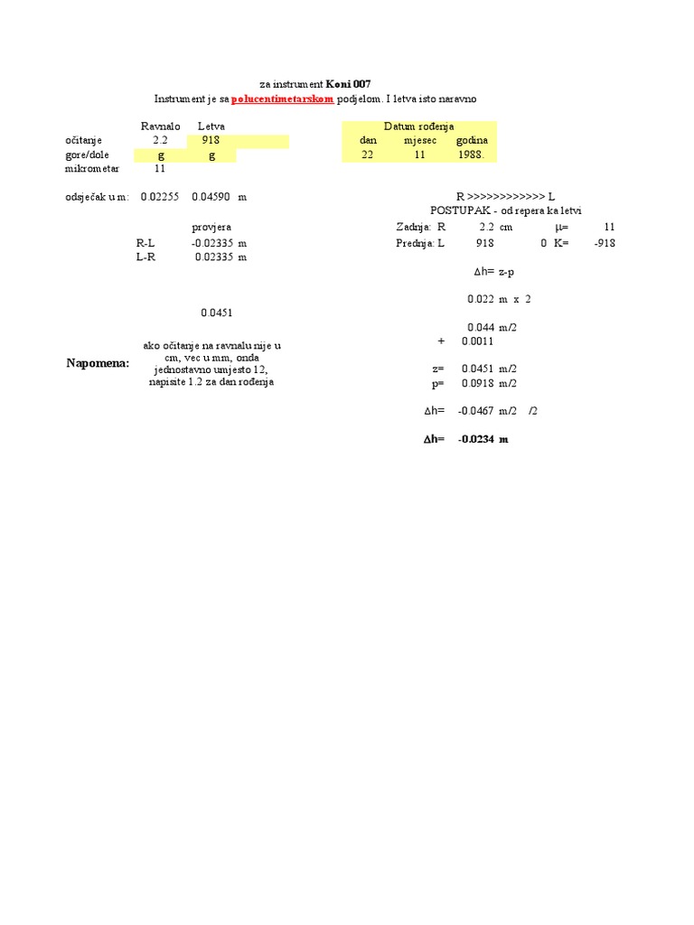 Precizni Nivelman - Priključak Na Visoki Reper | PDF