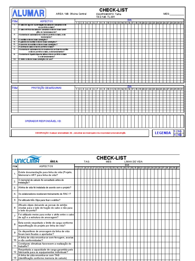 12 - Check List Linha de Vida | PDF