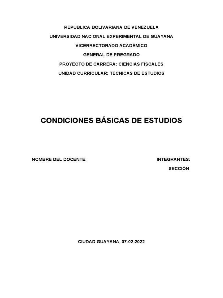 Condiciones Basicas de Estudio | PDF | Sicología | Aprendizaje