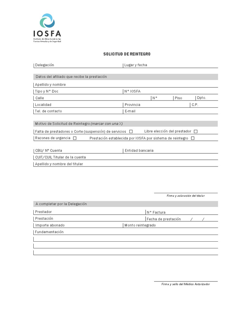 Solicitud de Reintegro hPaRP | PDF