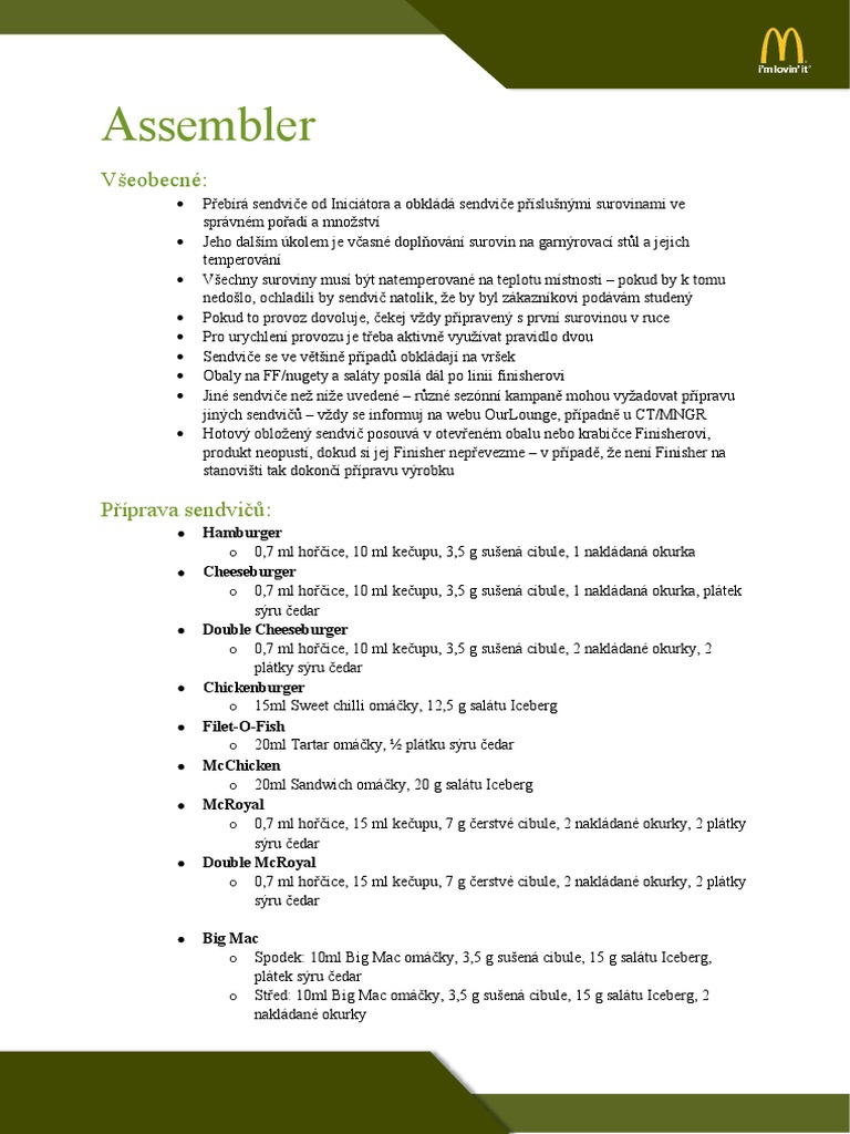 Assembler McDonald's | PDF