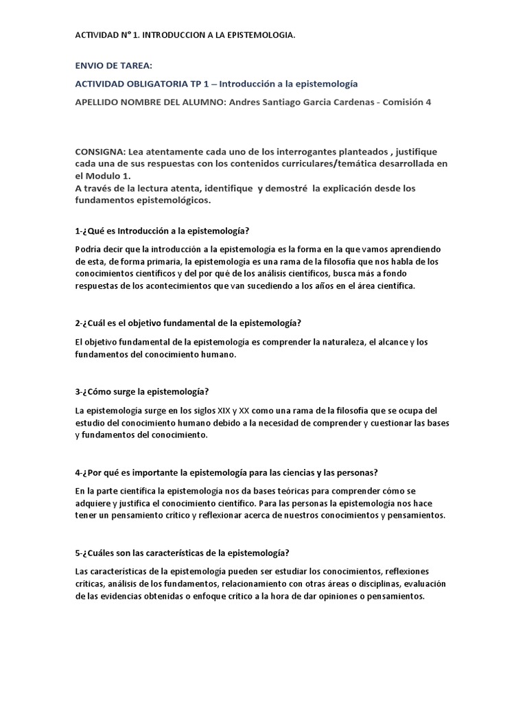Epistemologia TP 1 Introduccion | PDF | Conocimiento | Science
