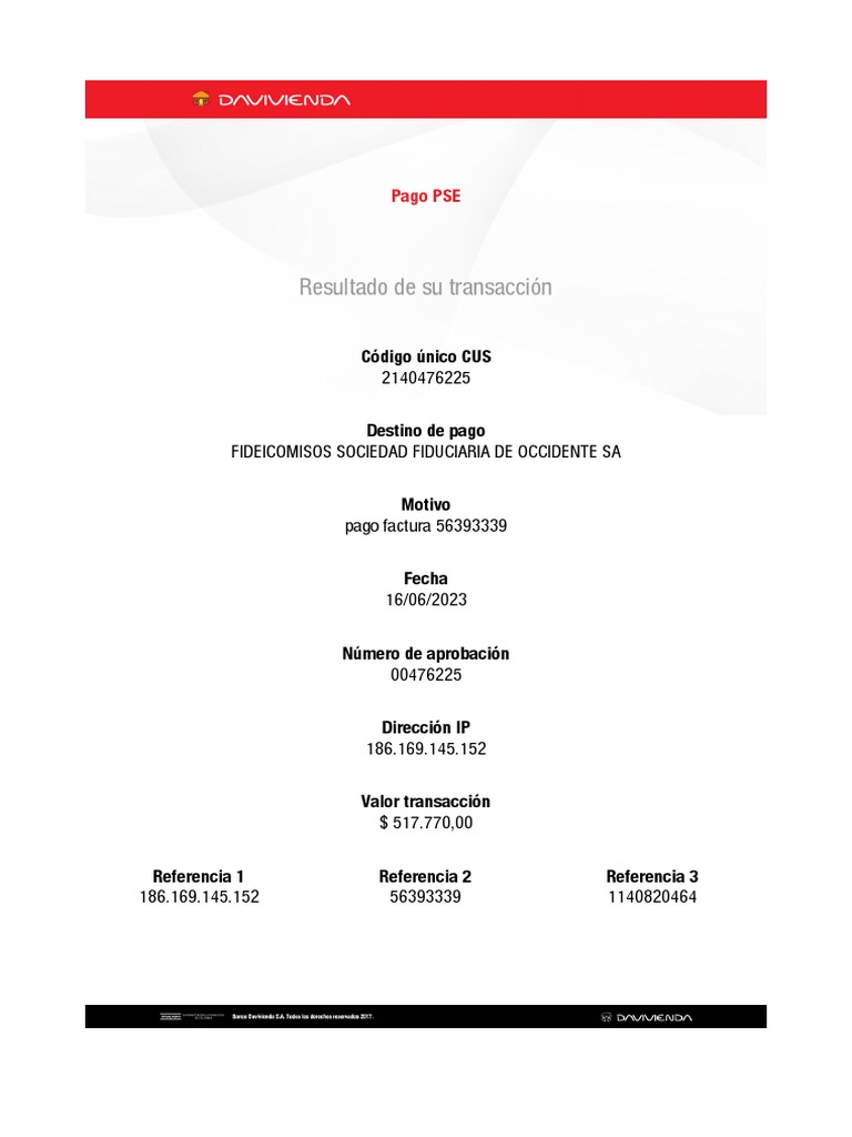 Comprobante de Pago PSE | PDF