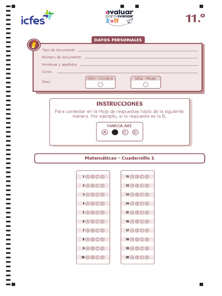 Hoja_de_Respuestas_Cuadernillo-Matematicas-11-1 | PDF