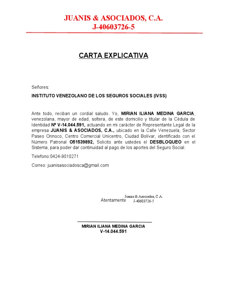 Carta Explicativa Ivss | PDF