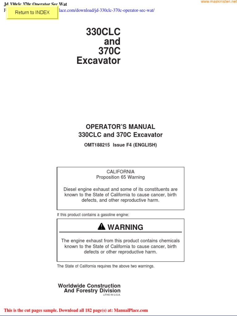JD 330clc 370c Operator Sec Wat | PDF | Bearing (Mechanical) | Vehicle ...