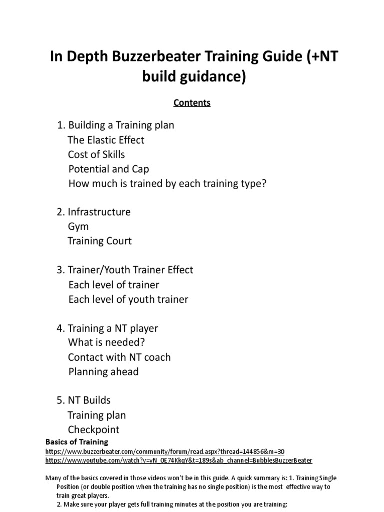 In Depth Buzzerbeater Training Guide | PDF | Basketball Positions
