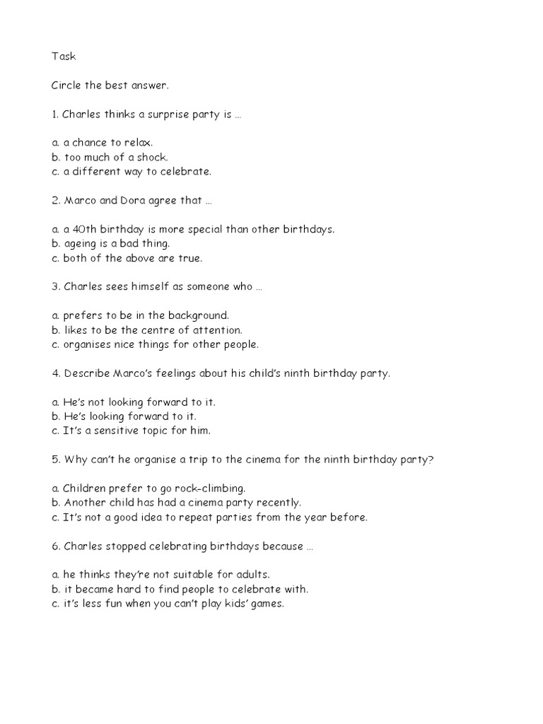 Listening 2 CP Birthday Parties | PDF