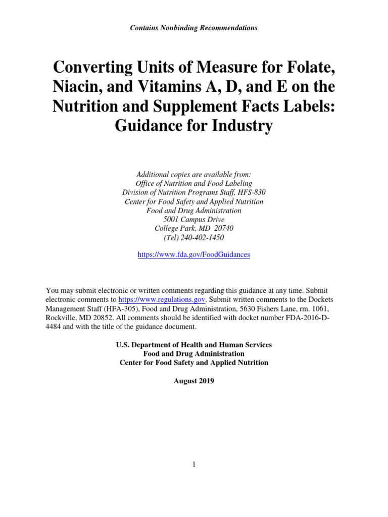 Reni in Nutrition Labeling Guidance | PDF | Vitamin E | Vitamin A