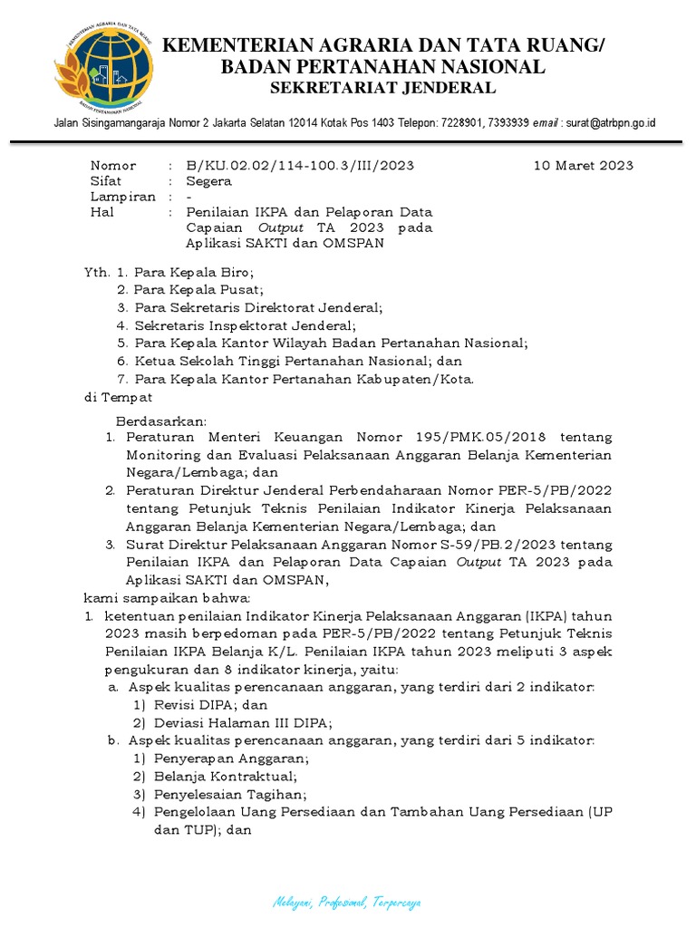 S - Penilaian IKPA Dan Pelaporan Data Capaian Output TA 2023 Pada ...