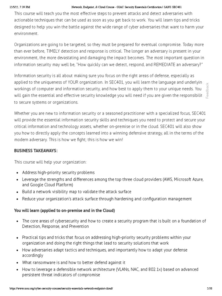 SEC401 Course Outline | Download Free PDF | Cryptography | Security