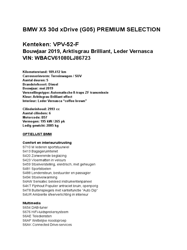 BMW X5 30d Xdrive VPV-52-F | PDF