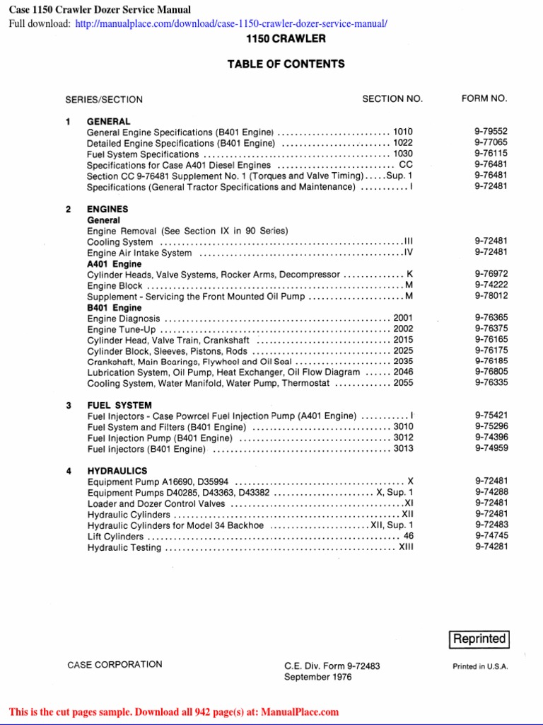 Case 1150 Crawler Dozer Manual | PDF