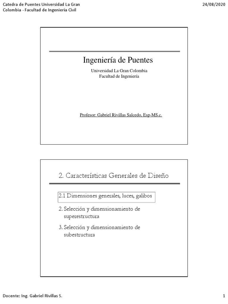 Dimensiones Generales, Luces, Galibos | PDF | Puente | Hormigón