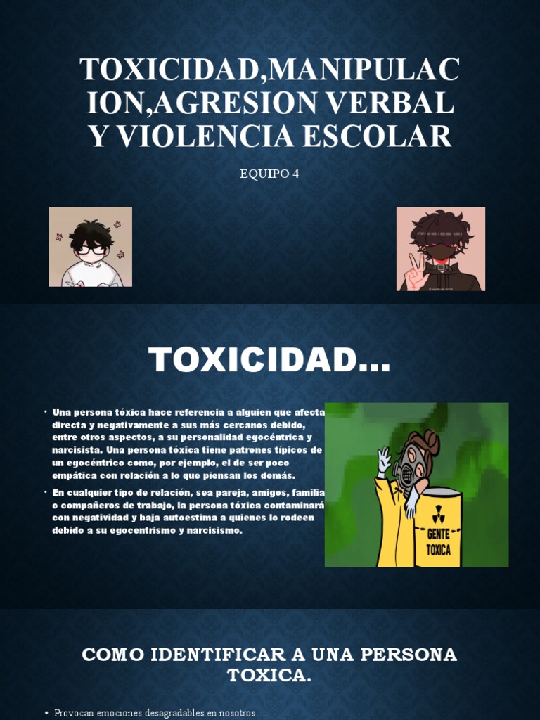 Toxicidad, Manipulacion, Agresion Verbal y Violencia Escolar | PDF ...