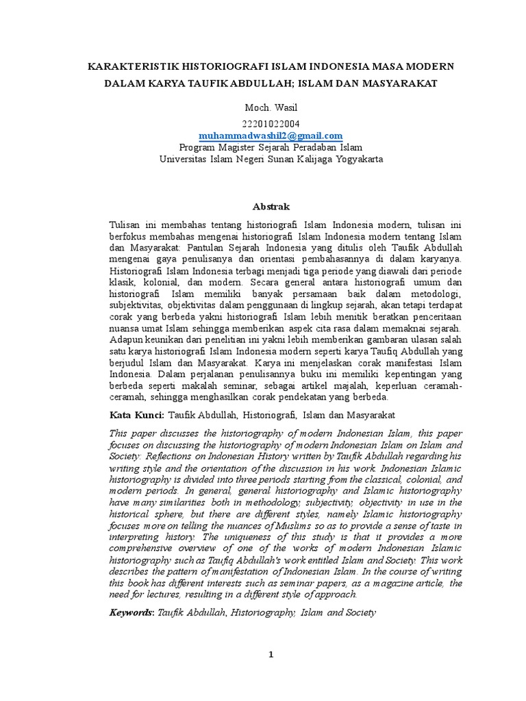 Historiografi Islam Indonesia Masa Modern-Moch. Wasil | PDF