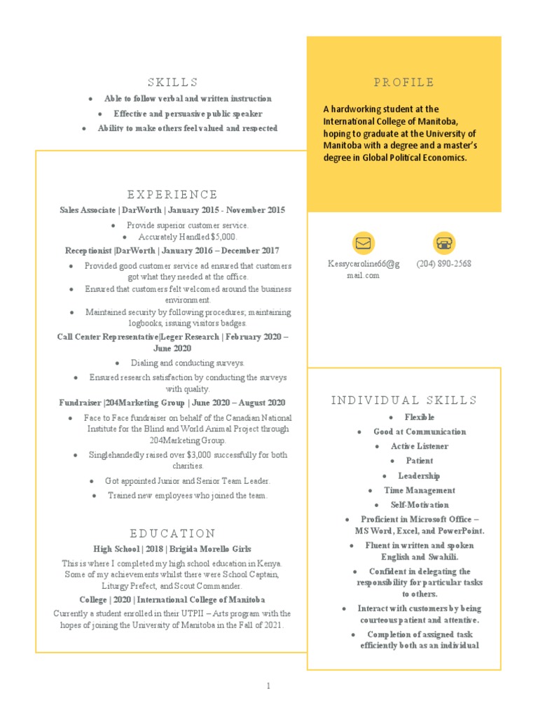 Caroline CV | PDF | Cognition | Communication