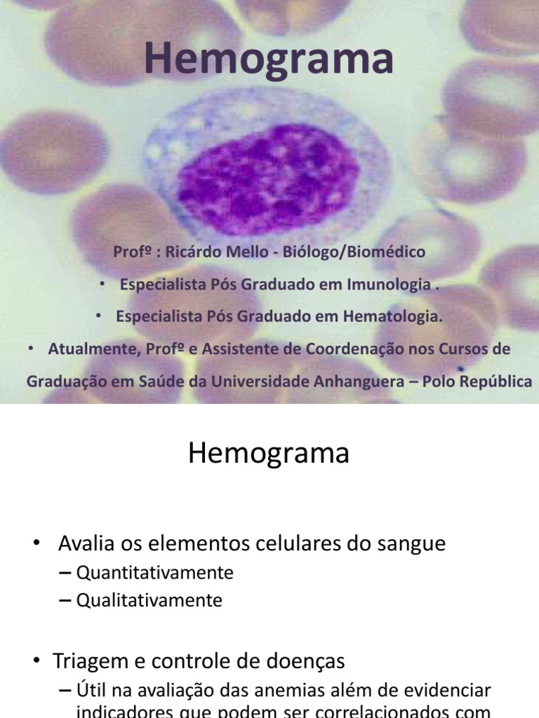 Hemograma e Normocromia | PDF | Anemia | Hemácia