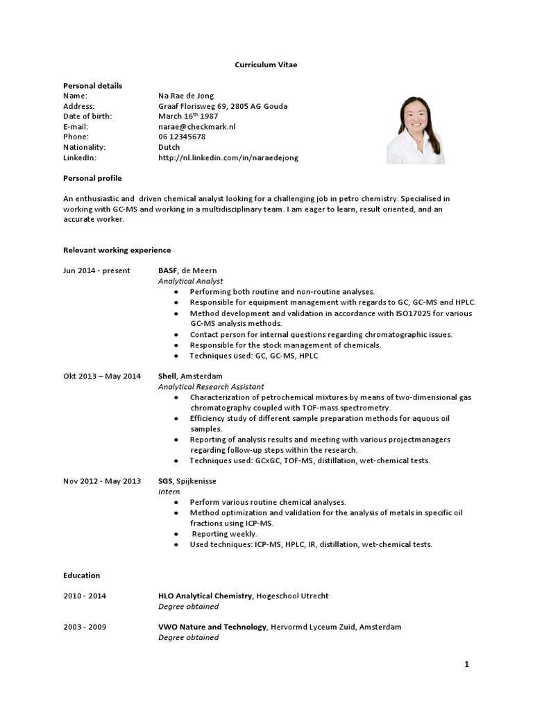Analist CV English | PDF | Gas Chromatography–Mass Spectrometry ...