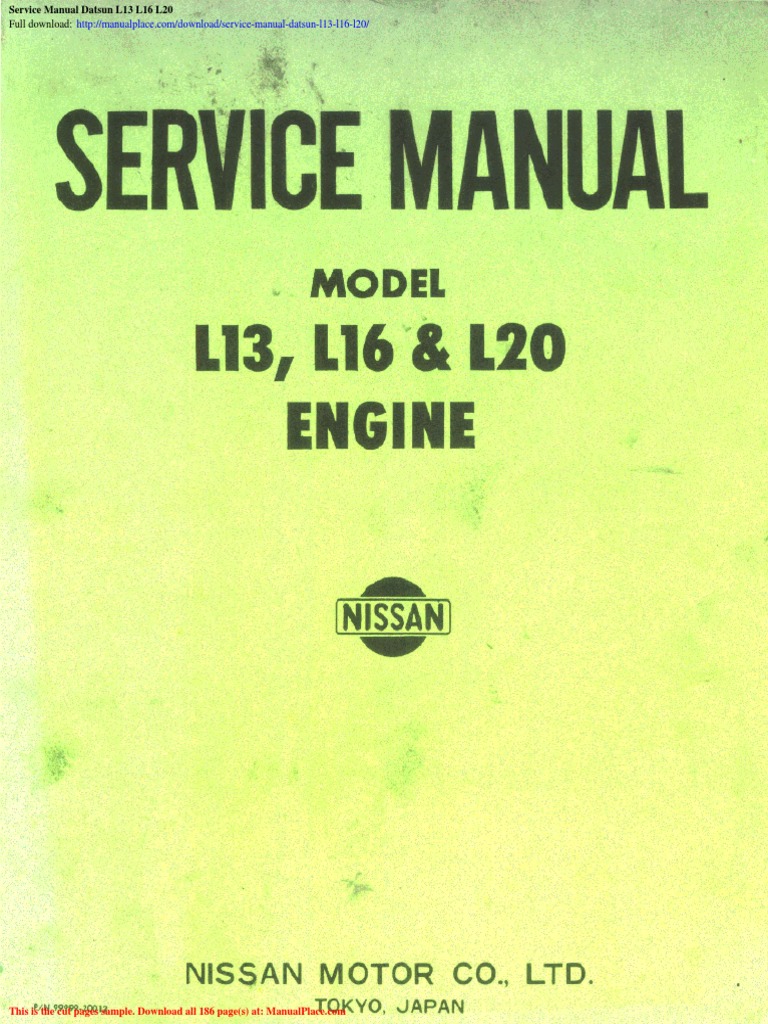 Service Manual Datsun l13 l16 l20 | PDF