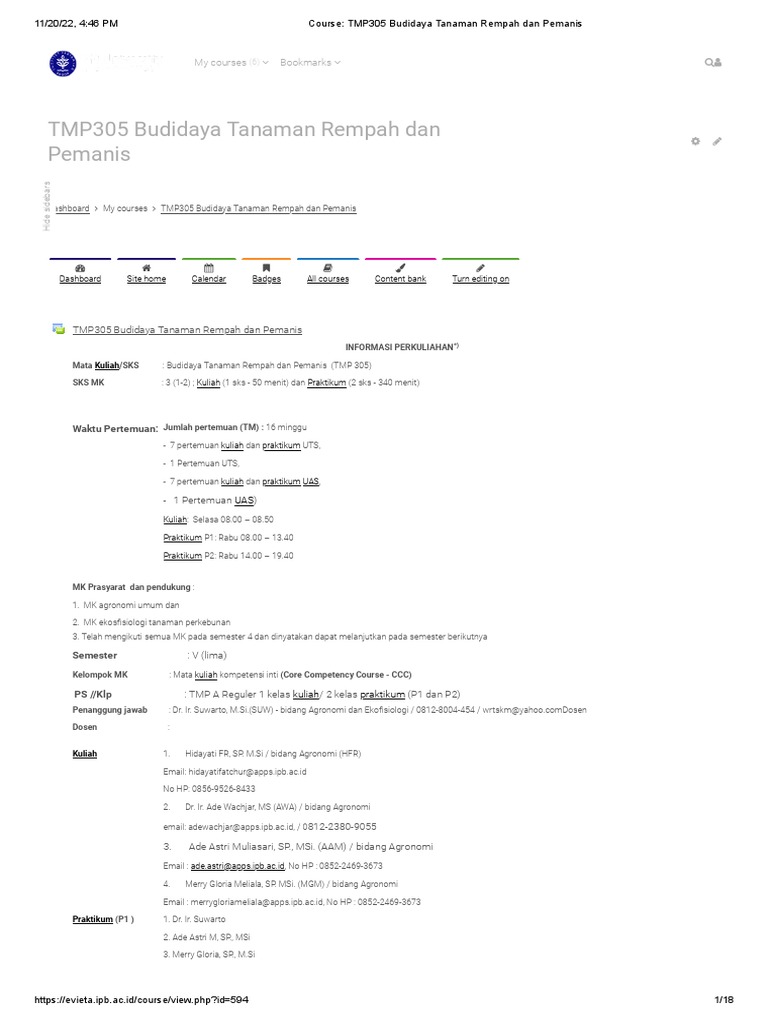 Course - TMP305 Budidaya Tanaman Rempah Dan Pemanis | PDF