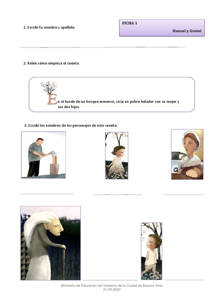 Serie Hansel y Gretel Fichas Estudiantes | PDF | Hansel y Gretel