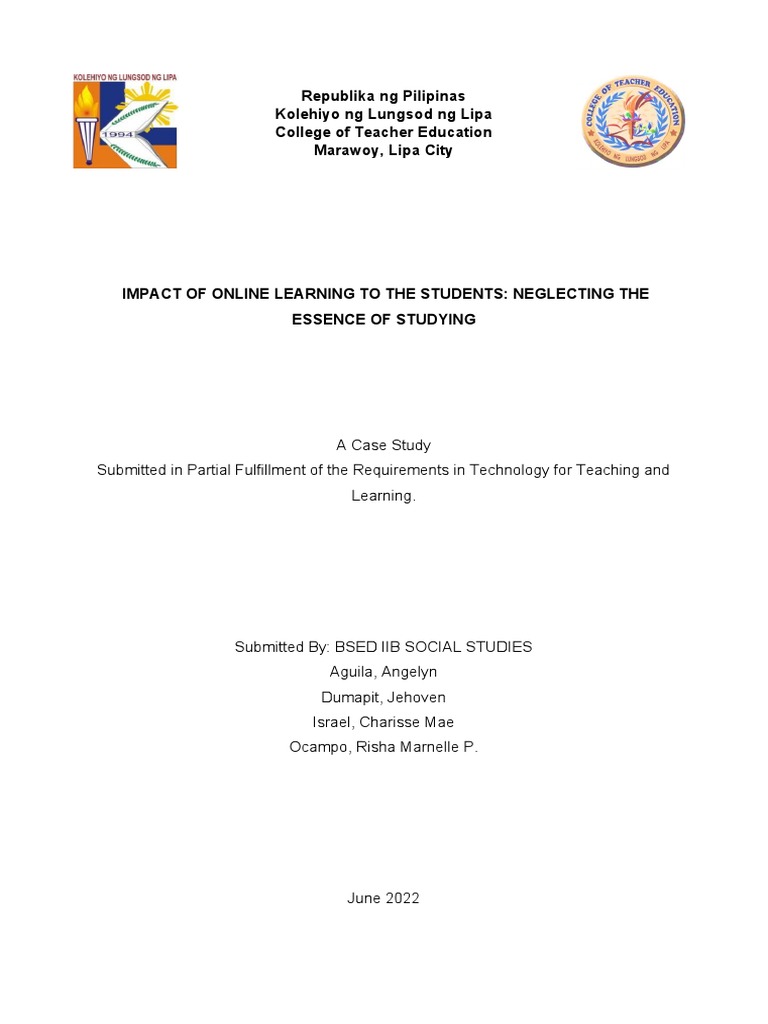 Impact of Online Learning to the Students | PDF | Educational ...