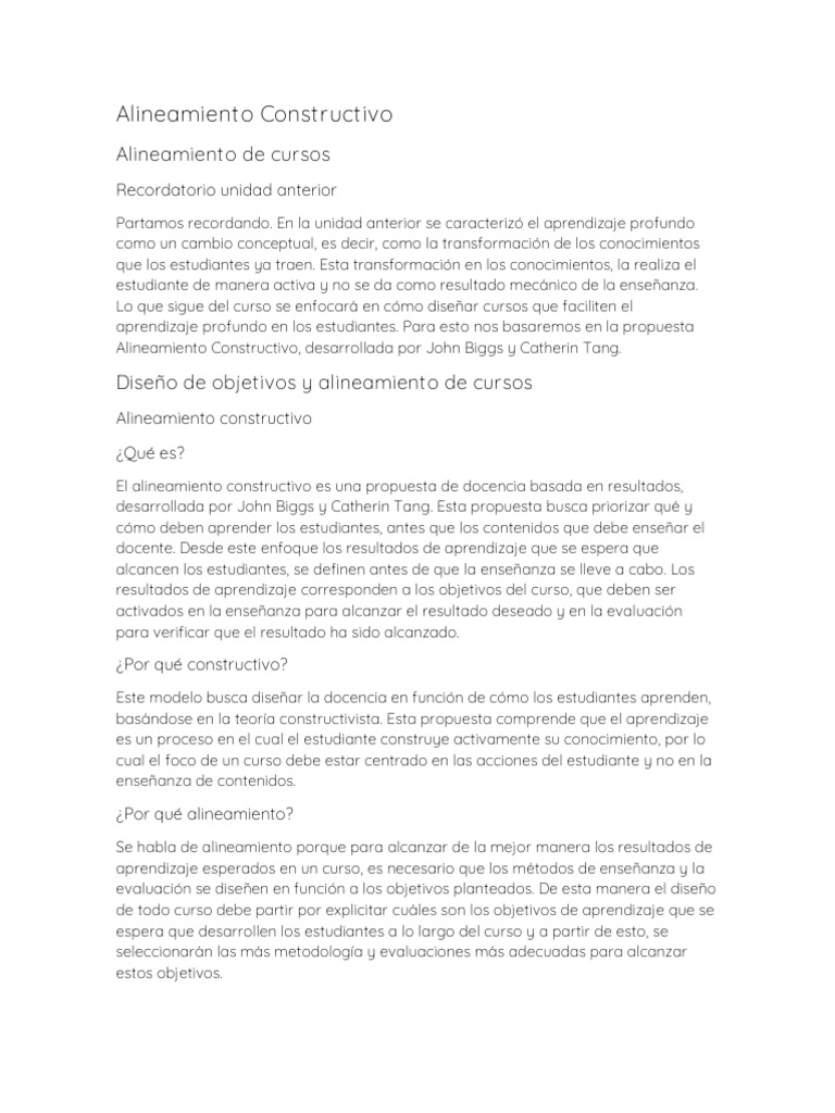 Alineamiento Constructivo | PDF | Enseñando | Aprendizaje