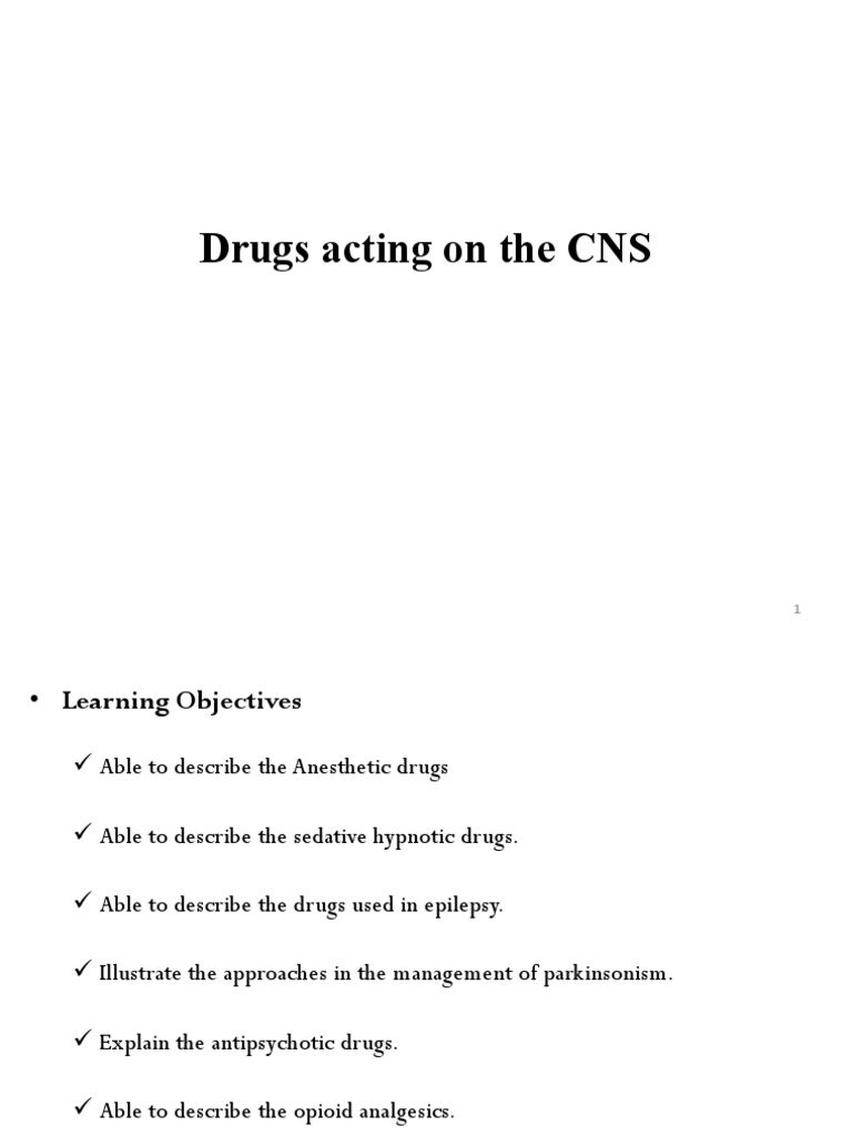 CNS Phaarmacology | PDF | Benzodiazepine | Anesthesia
