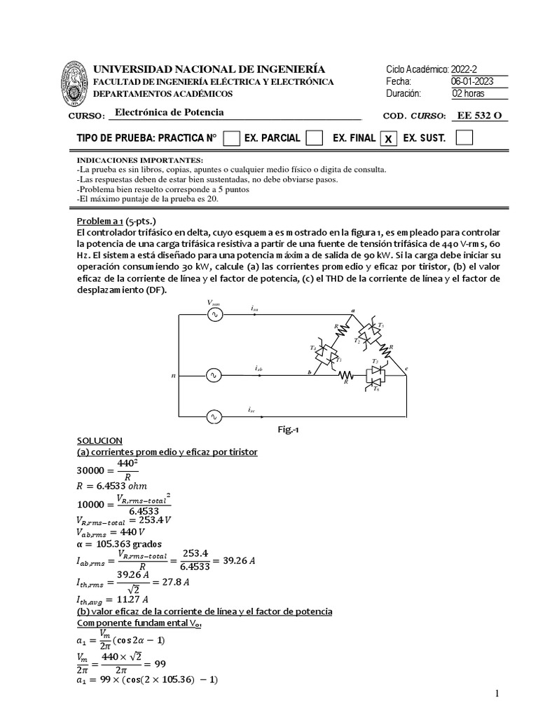 Ex. Final Ee532 - Fiee Uni | PDF | Inversor de energia | Ingenieria Eléctrica